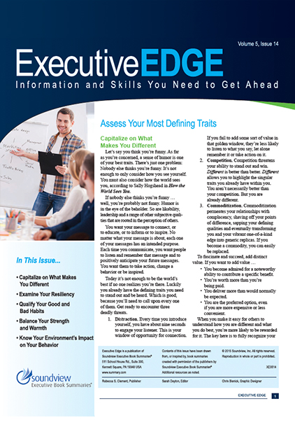 Assess Your Most Defining Traits | Soundview Executive Book Summaries Assess Your Most Defining Traits | Soundview Executive Book Summaries